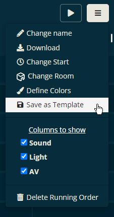 Creating Running Order Templates