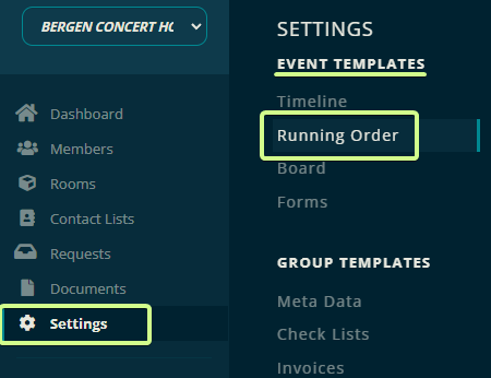 Creating Running Order Templates
