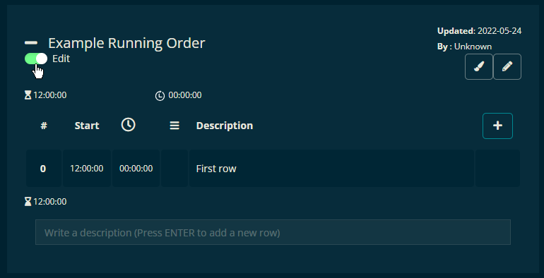 Creating Running Order Templates
