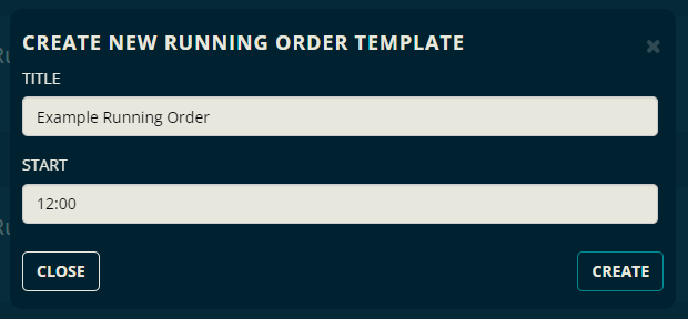 Creating Running Order Templates