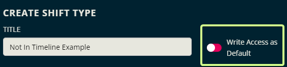Creating Shift Types